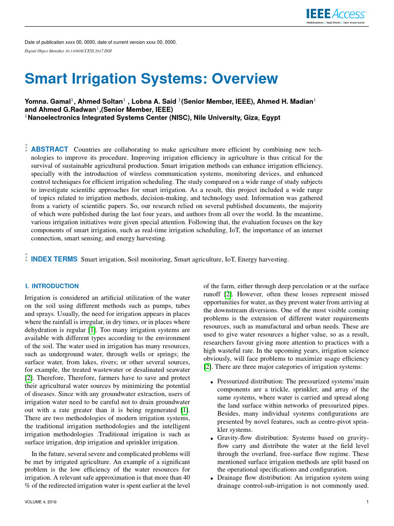 Smart Irrigation Systems Overview | PDF | Irrigation | Wireless Sensor ...