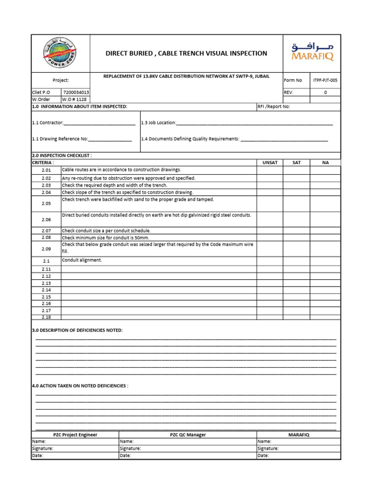 Direct Buried Cable Trench Inspection | PDF | Pipe (Fluid Conveyance)