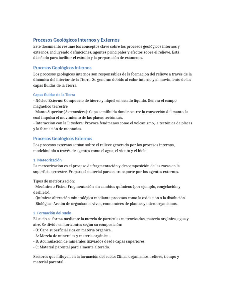 Procesos_Geologicos | PDF | Suelo | Meteorización