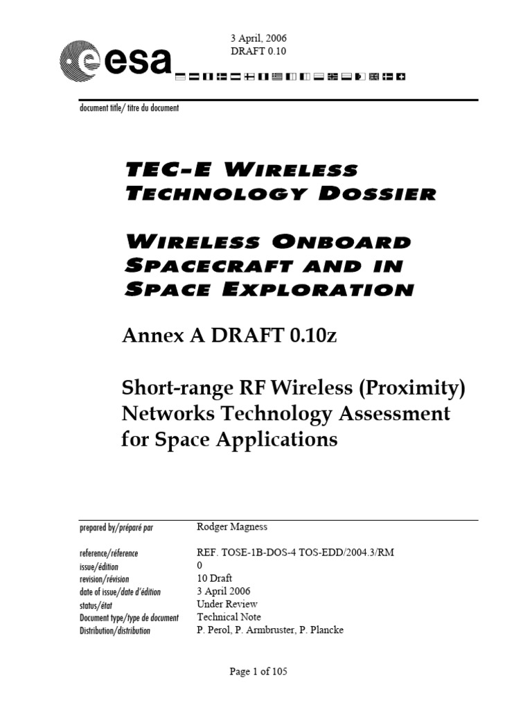 1 5200 RD1 ESA Wireless Dossier AnnexA Draft R0 | PDF | Computer ...