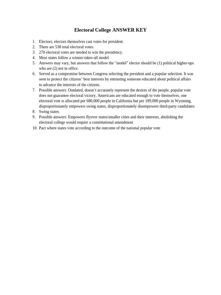 Understanding the Electoral College System | PDF