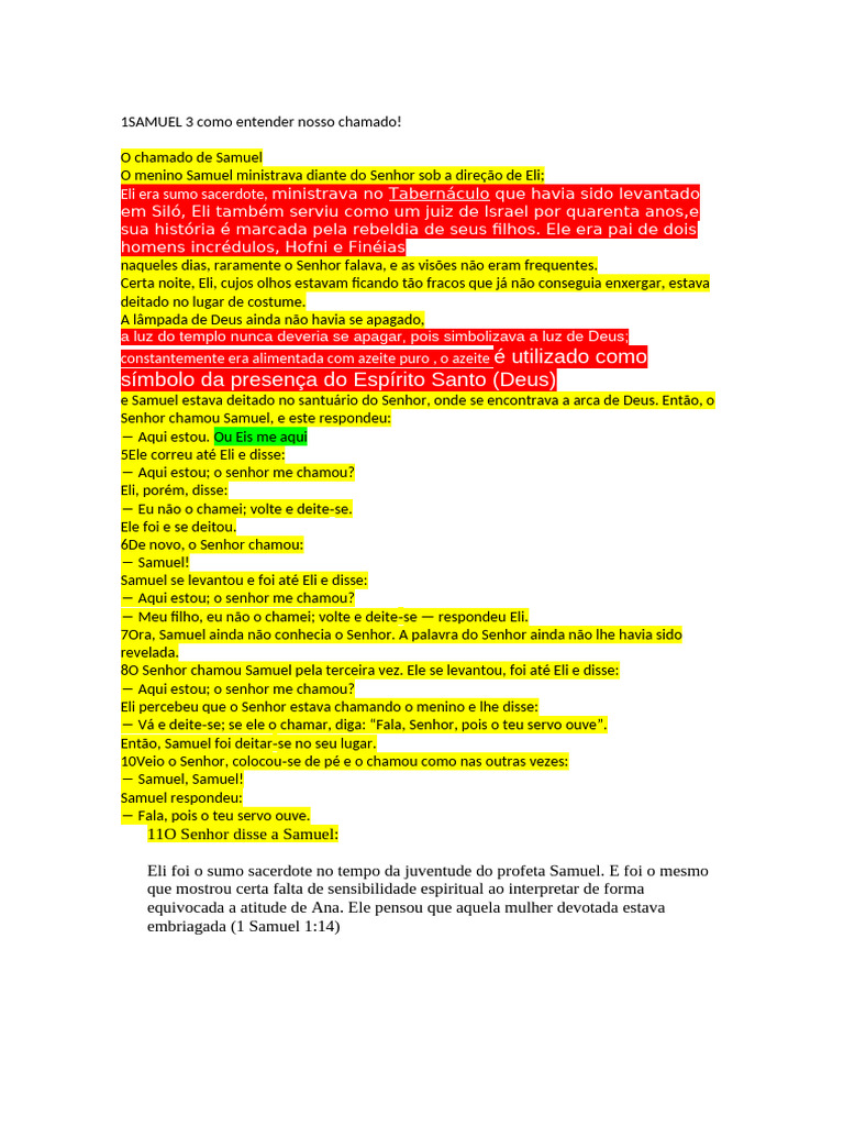 Como Entender Nosso Chamado | PDF | Samuel
