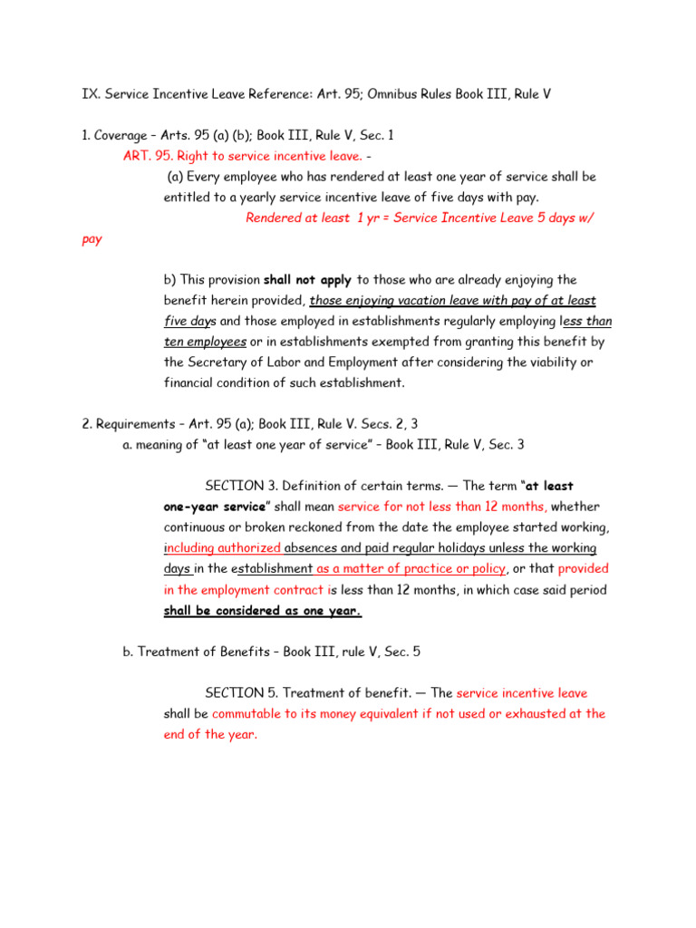 Service Incentive | PDF