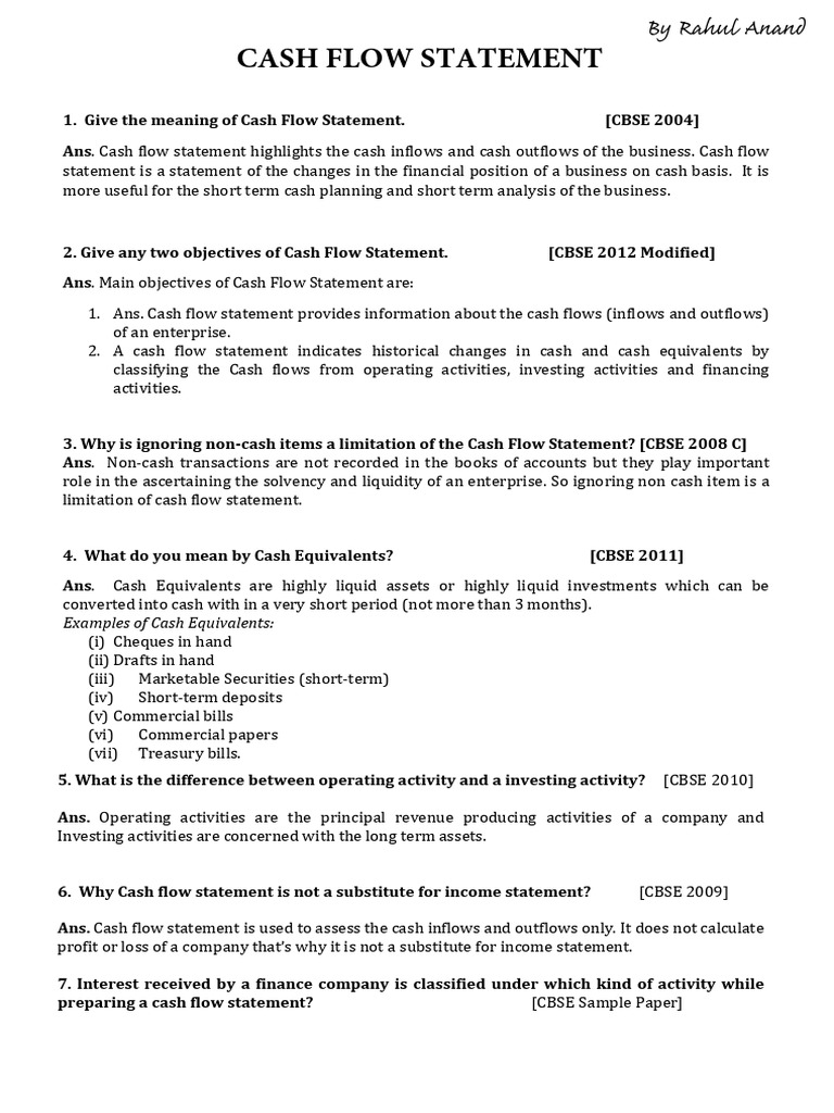 Cfs Theory Pdf Cash Flow Statement Dividend