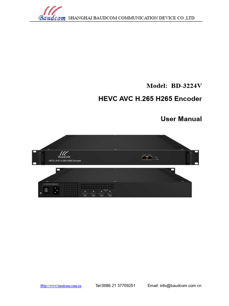BD-3224V HEVC H265 Encoder User Manual-Hdmi Input | PDF | Hdmi | Data Compression