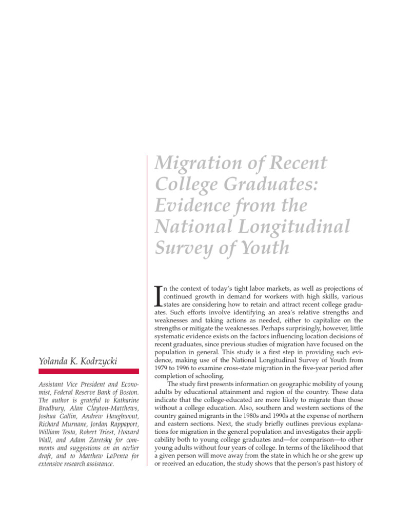 Migration Patterns of Recent Graduates | PDF | Cost Of Living | Human ...