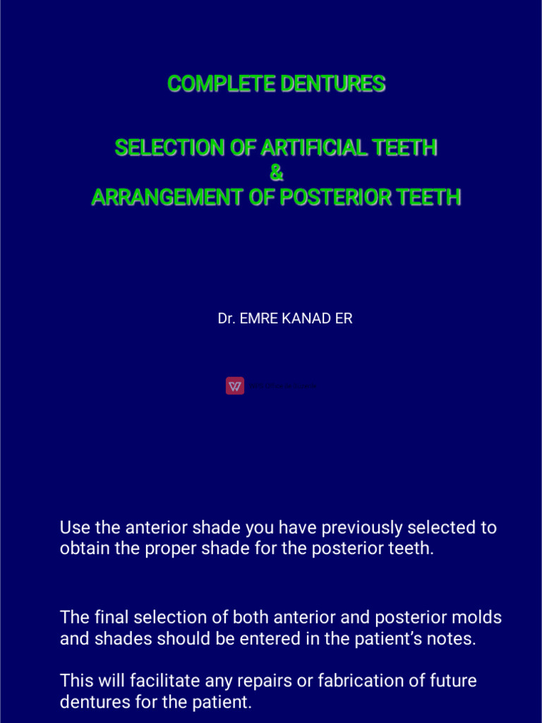 Denture Teeth Selection Guide | PDF | Dentures | Dentistry