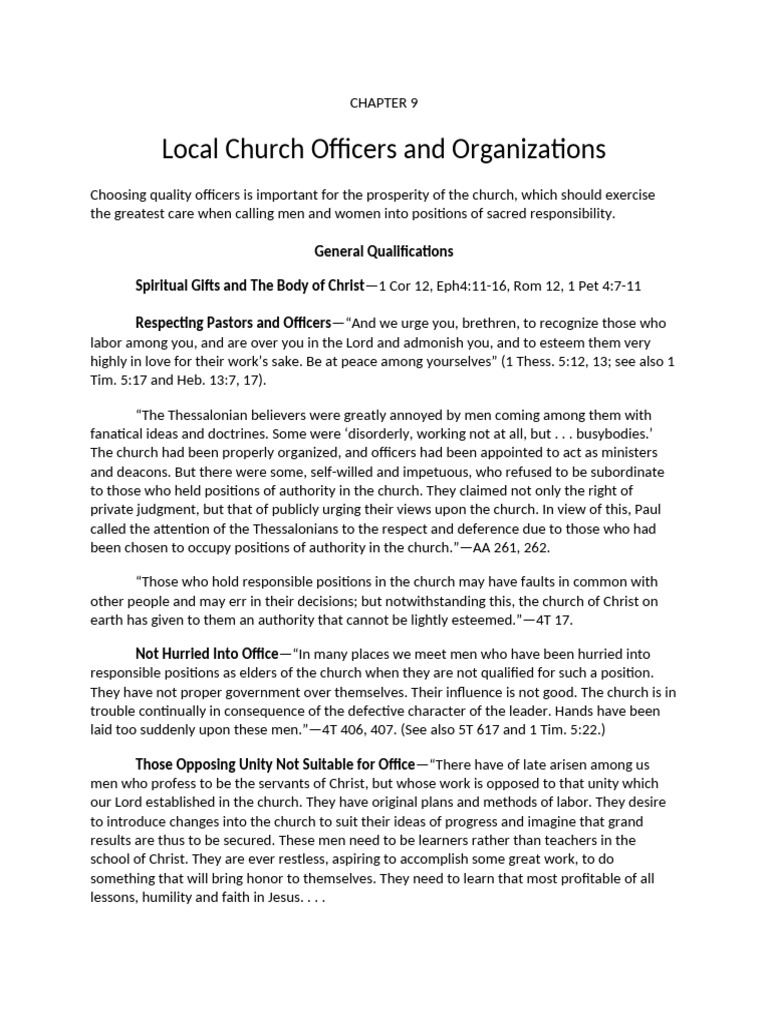 Church Officer Selection Guidelines | PDF | Deacon | Ordination