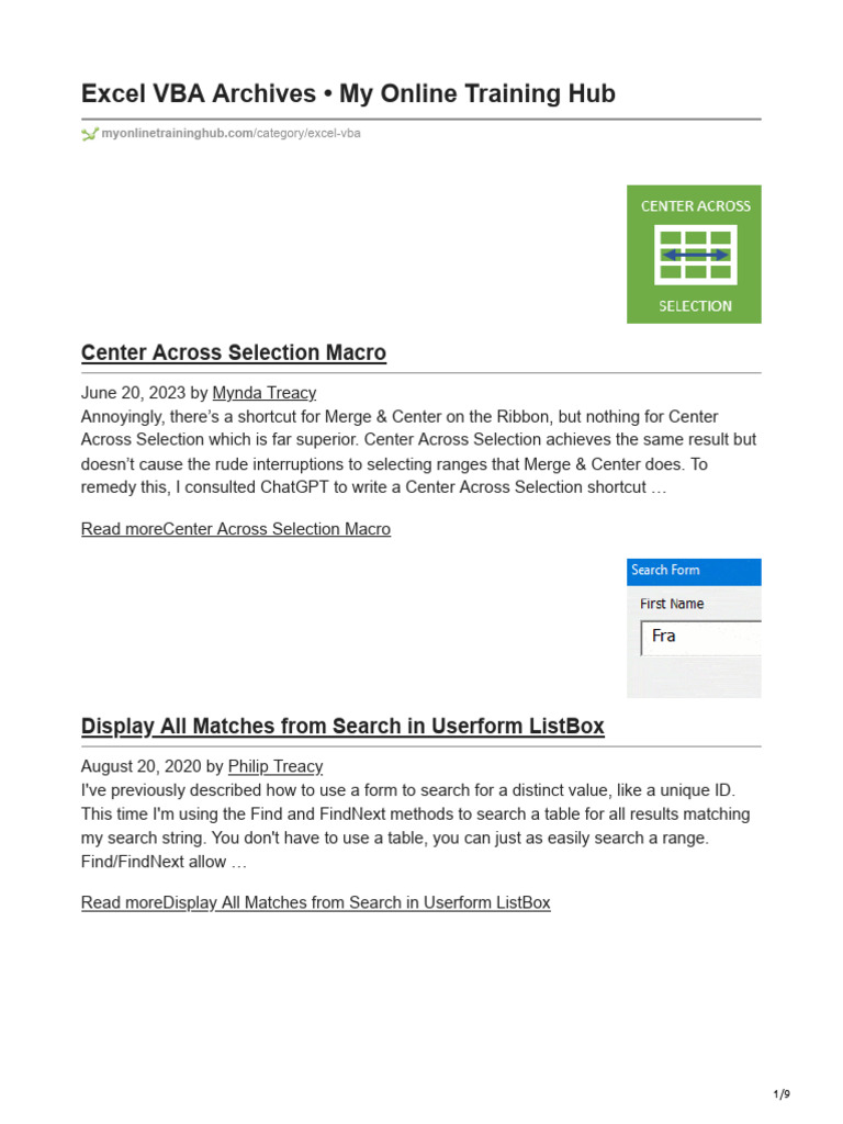 Excel VBA Archives My Online Training Hub | PDF | Microsoft Excel ... Excel VBA Archives My Online Training Hub | PDF | Microsoft Excel ...