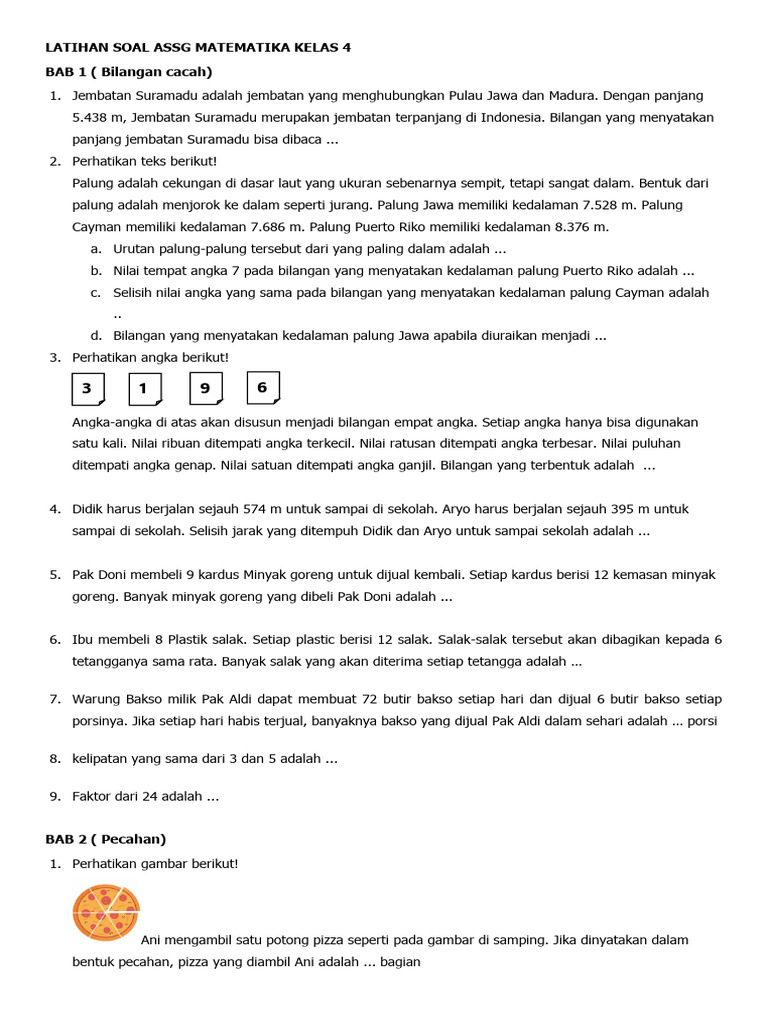 Latihan Soal Assg Matematika Kelas 4 | PDF