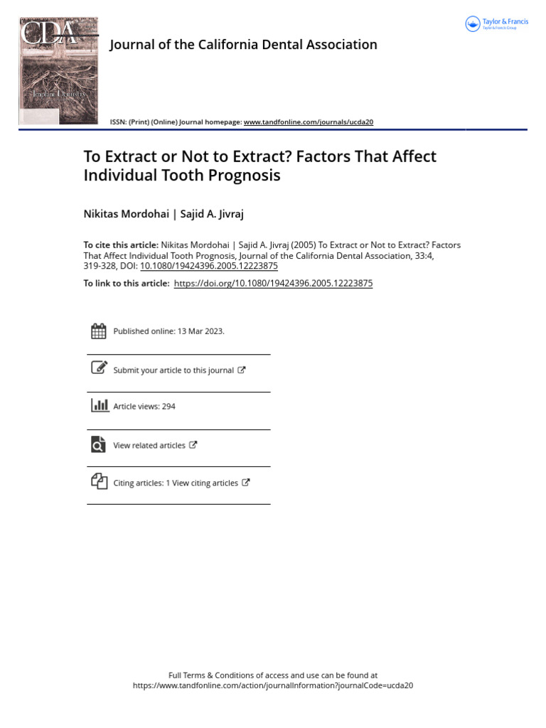 To Extract or Not to Extract Factors That Affect Individual Tooth ...