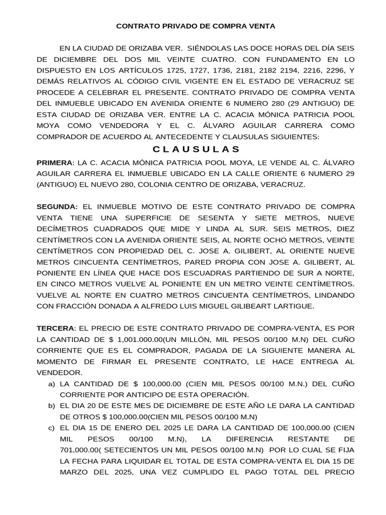 COMTRTO PRIVADO DE OMPRA VENTA | PDF