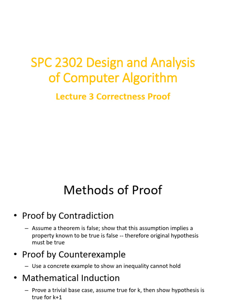 Lecture 3 Correctness Proof Techniques | PDF | Mathematical Proof | Logic