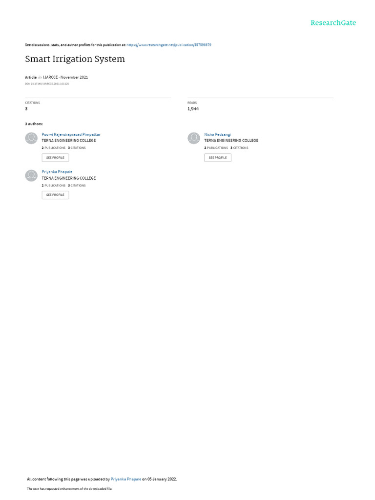 Smart Irrigation System | PDF | Arduino | Microcontroller