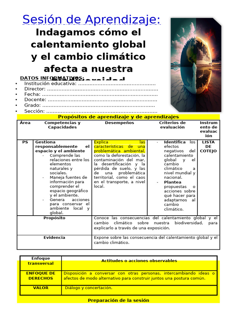 5º Grado Dia 1 Ps. Indagamos Cómo El Calentamiento Global y El Cambio ...