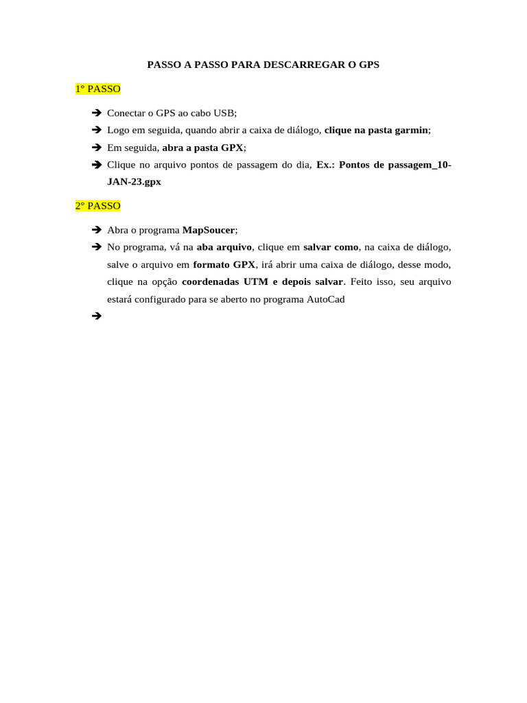 Passo a Passo Para Descarregar o Gps | PDF
