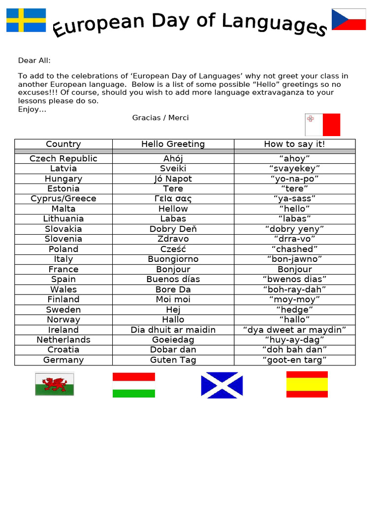 Language Greetings for Teachers | PDF