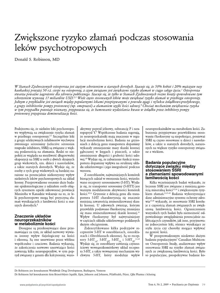 Psychotropy A Ryzyko Złaman | PDF