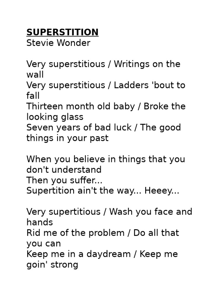 Stevie Wonder's "Superstition" Lyrics | PDF