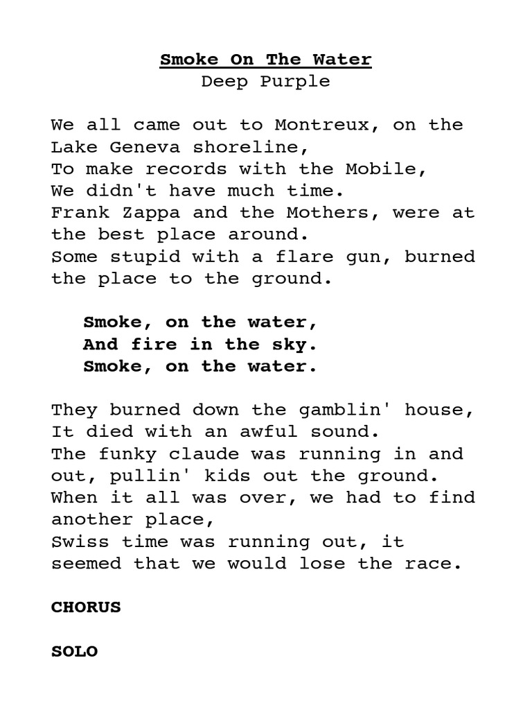 Smoke on the Water (Letra) | PDF