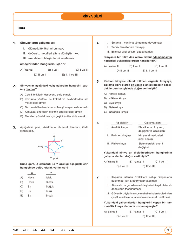 Kimya - Bilmi Kurs | PDF