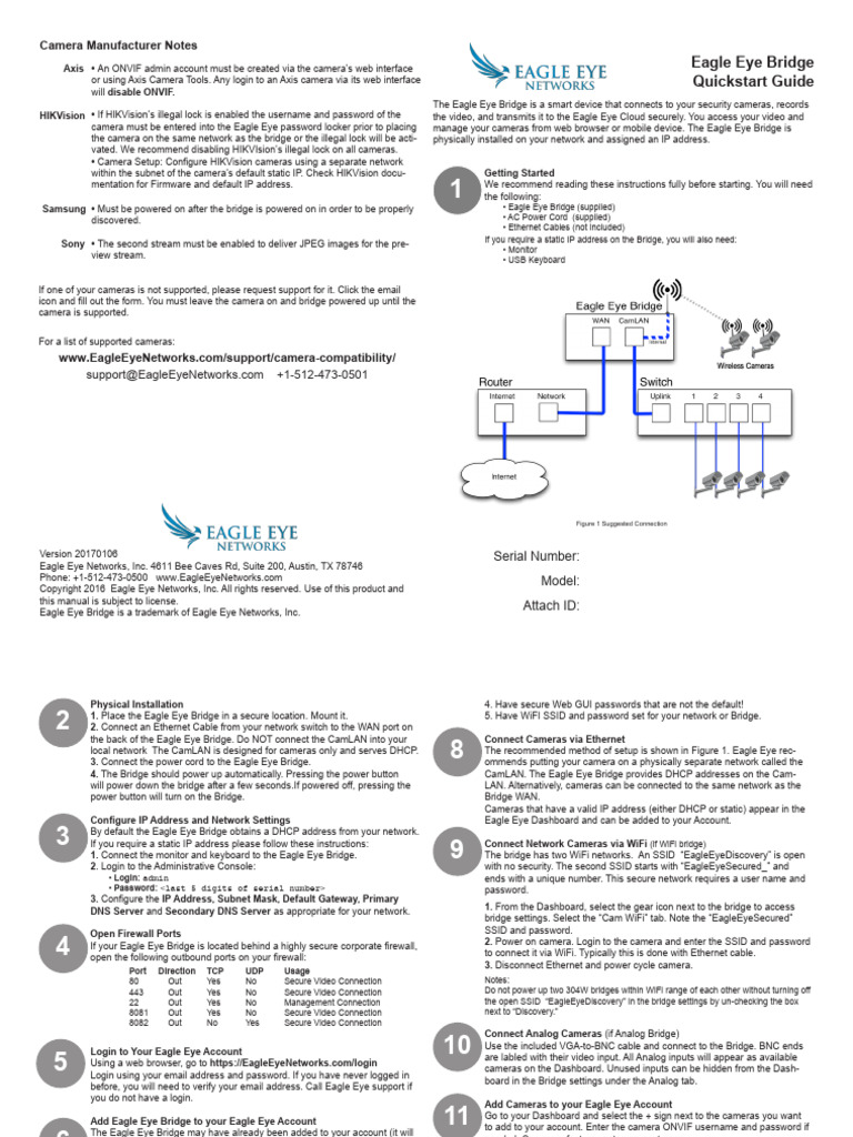 Eagle Eye Bridge Quickstart Guide | PDF | Computer Network | Wi Fi