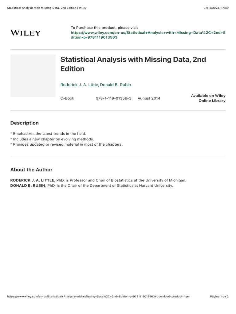 Missing Data Statistical Analysis | PDF | Statistics | Statistical Inference