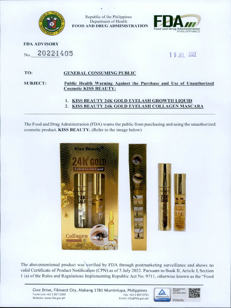 FDA Advisory No.2022 1405 | PDF