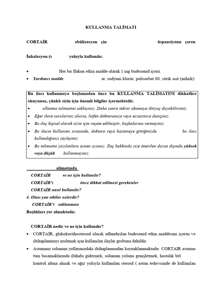 Cortair 0 5 MG ML Nebulizasyon Icin Tek Dozluk Inhalasyon Suspansiyonu ...