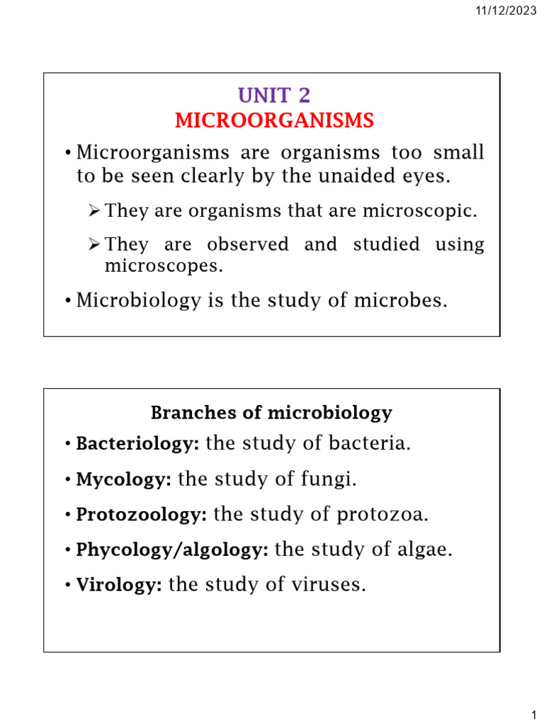 (Biol 12) Unit 2 - Microorganisms (Part 1) | PDF | Bacteria | Cell ...