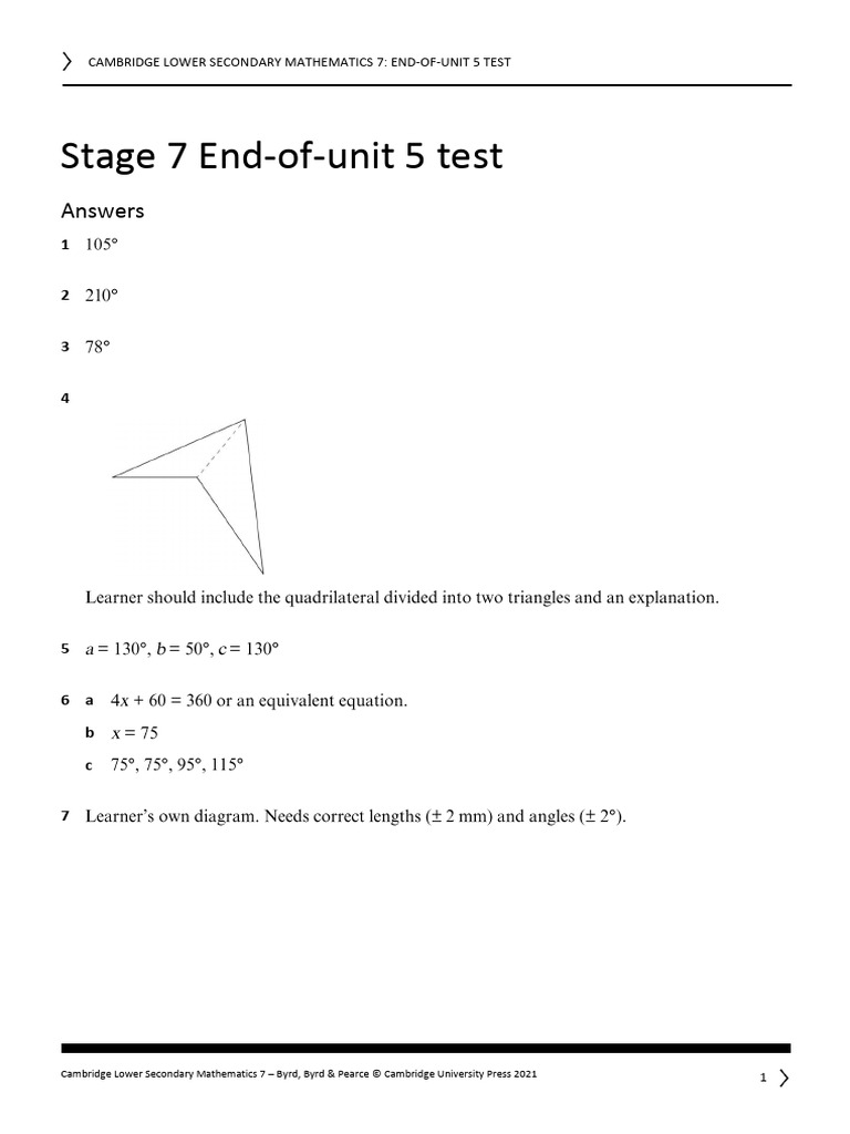 End of Unit Test Answers | PDF