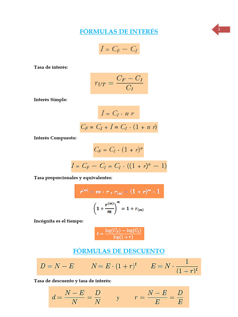 Fórmulas Matematica Aplicada | PDF
