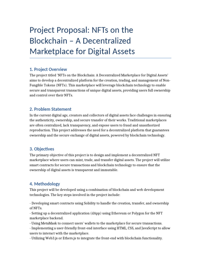 NFT_Marketplace_Project_Proposal | PDF | Information Technology | Applications Of Cryptography