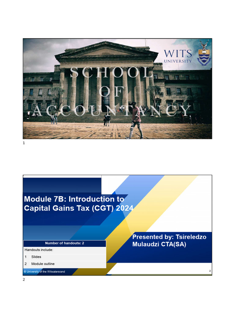 Module 7B - Introduction To CGT Lecture Slides-2 | PDF | Capital Gains ...