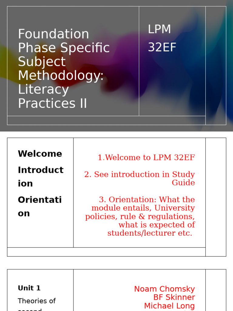 LPM 32EF_Unit 1 Slides (00C) | PDF | Language Acquisition | Cognitive Science