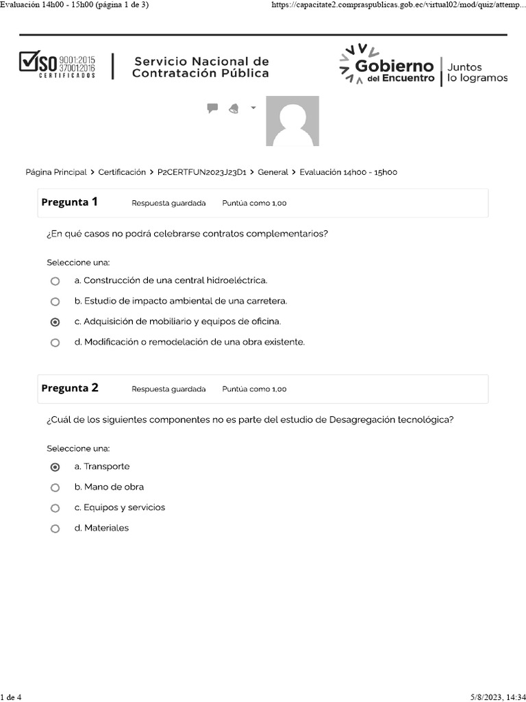 Evaluación de 14h00 a 15h00 | PDF