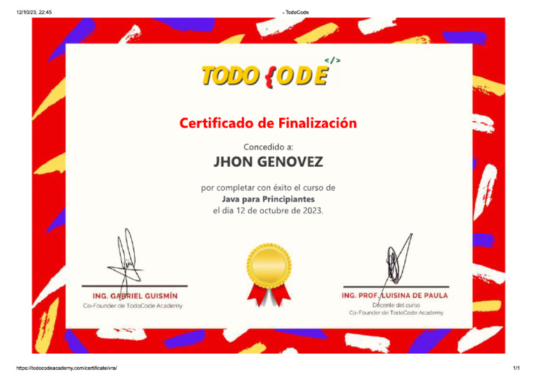 Certificado Java Basico | PDF