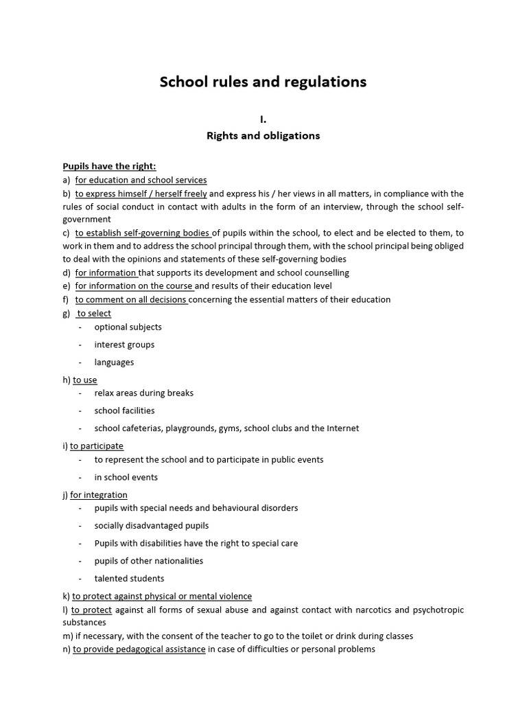 School Rules and Regulations Primary 2021 | PDF | Teachers | Schools