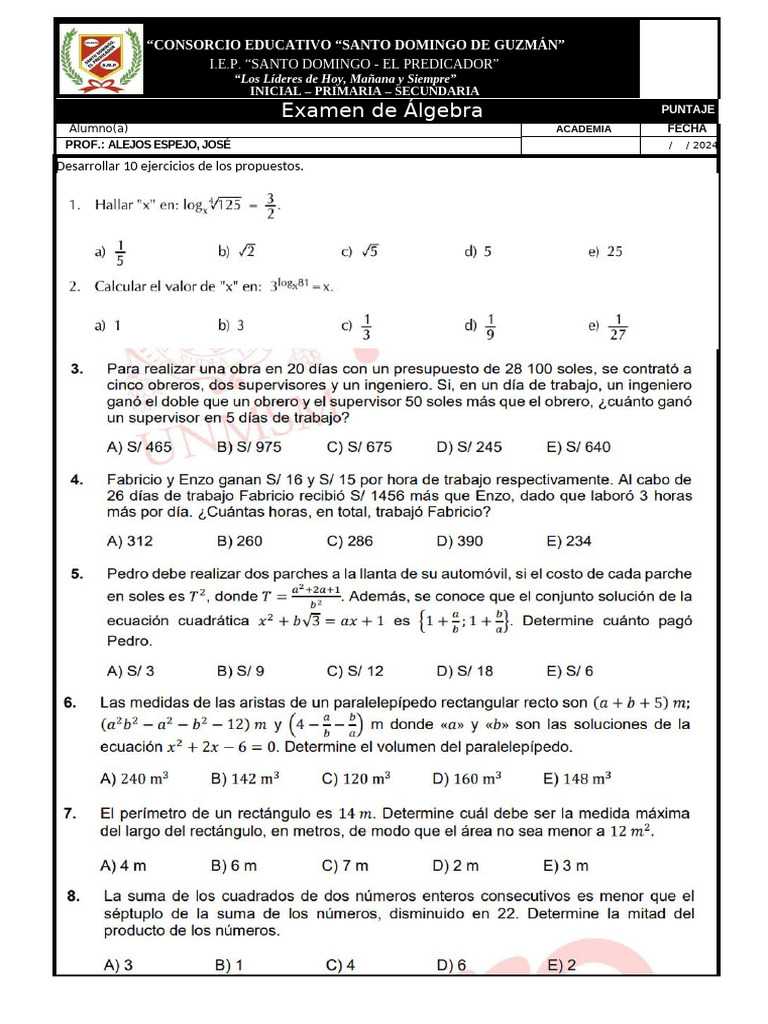 Examen Setiembre SDP | PDF