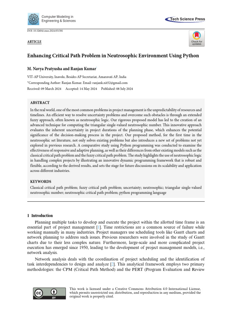 Neurosophic Enhancing - Critical - Path - Problem - in - Neutrosophic - en | PDF | Fuzzy Logic ...