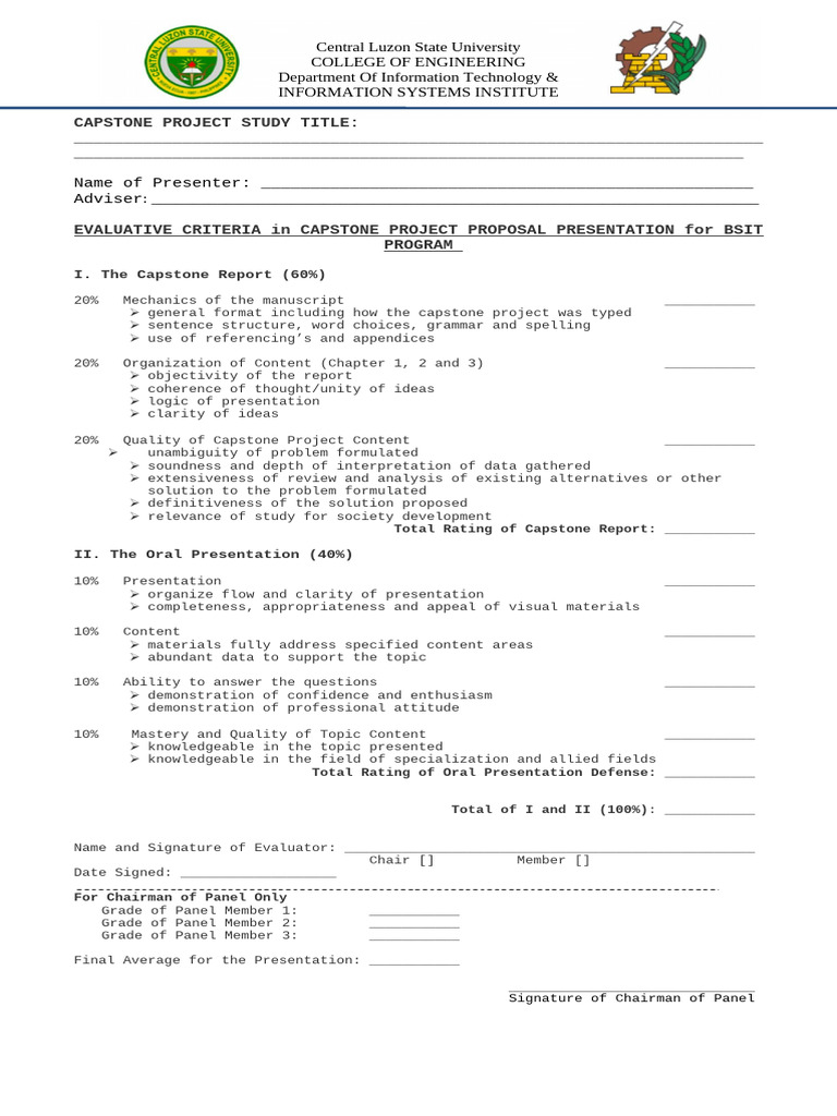 TitleProposal Evaluation Form IT Capstone1Project2021 - Page1 | PDF ...