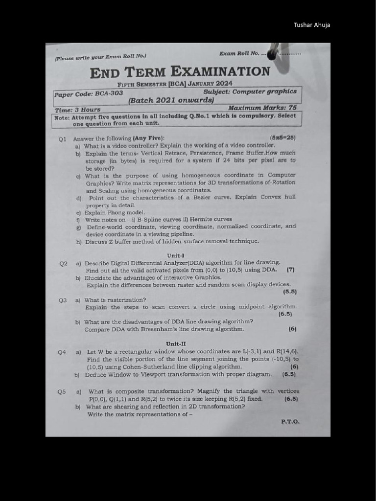CG 2024 | PDF | Rendering (Computer Graphics) | Texture Mapping