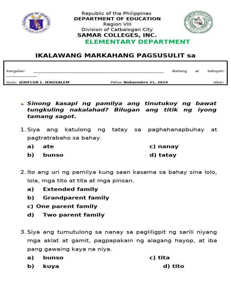 TQ - Q2 Makabansa - 2024-2025 | PDF