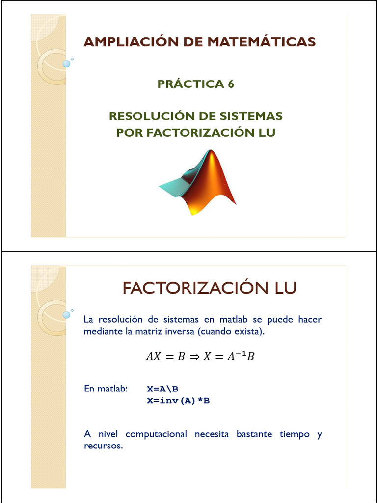 Factorización LU | PDF | Matriz (Matemáticas) | Álgebra