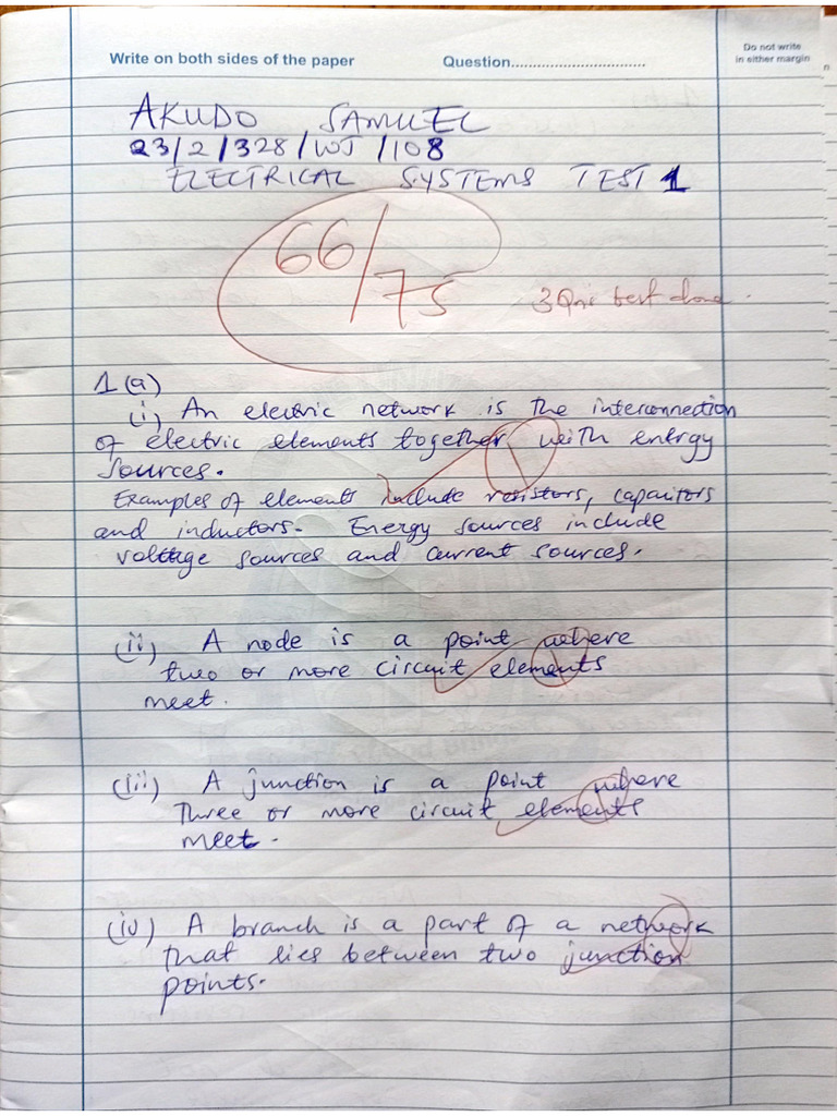 Electrical Systems Test Marking Guide | PDF