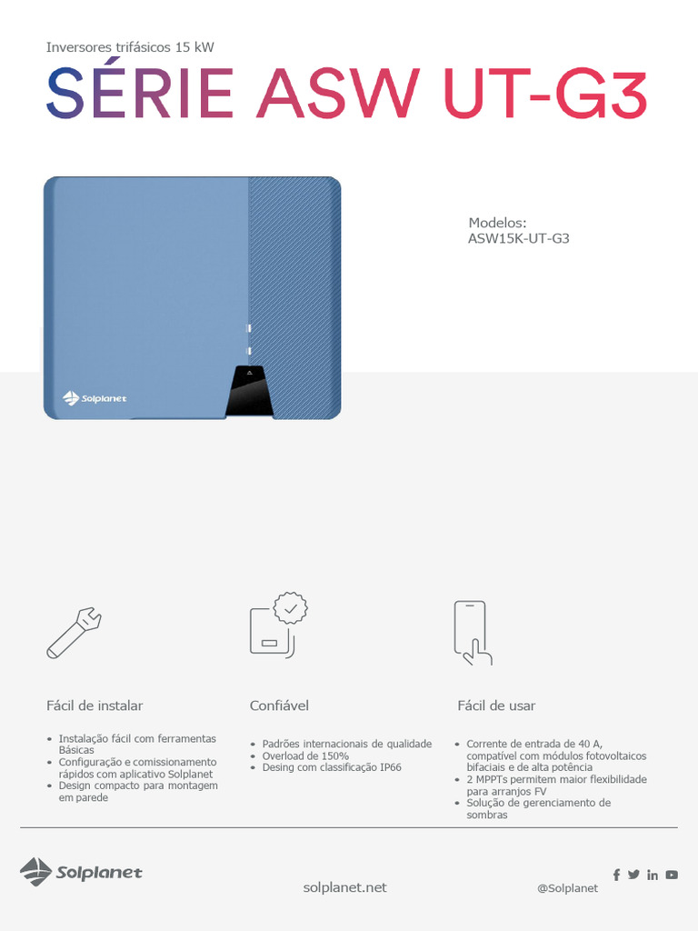 Datasheet - Solplanet ASW 15K-UT-G3 | PDF | Corrente alternada | Energia elétrica