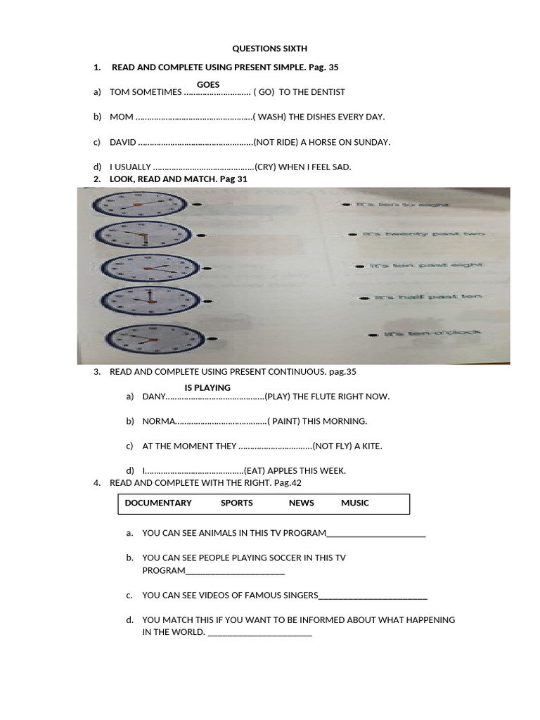 6questions Sixth Ii Trimestre | PDF