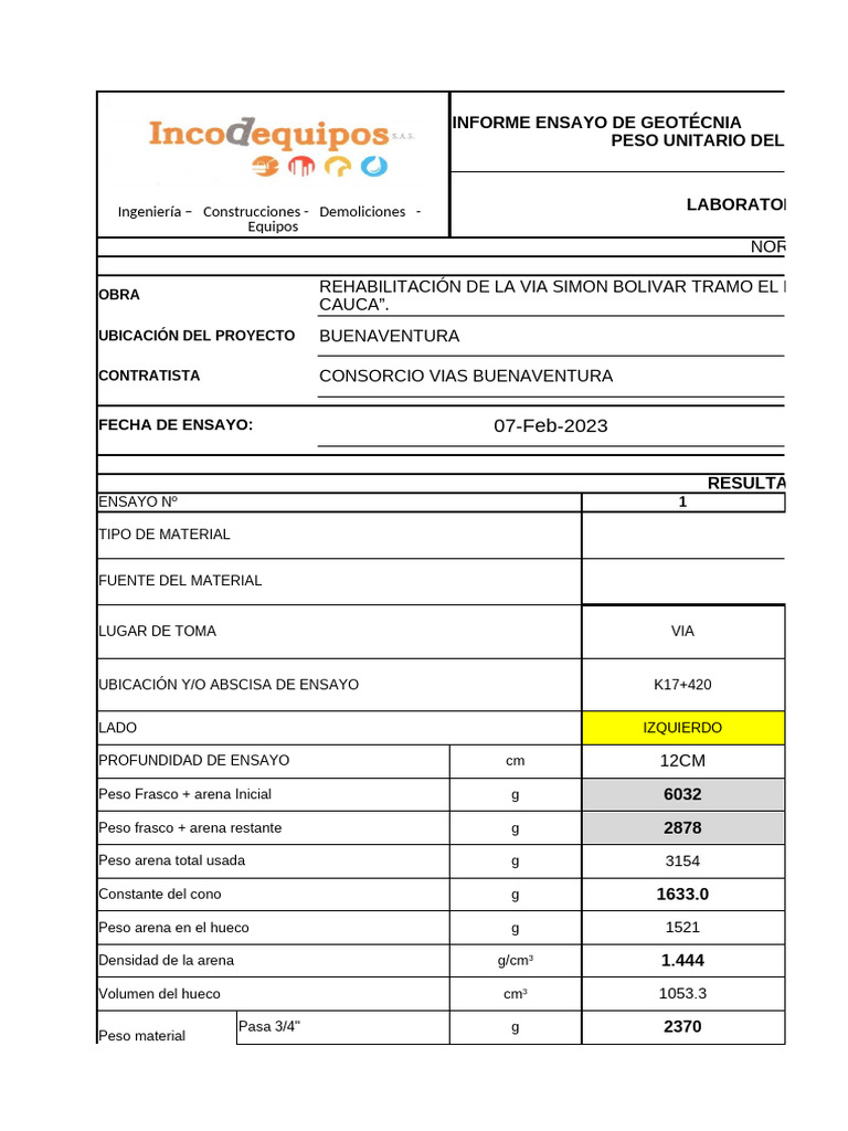 Densidades Metodo Conode Arena Con Correcion V4 | PDF