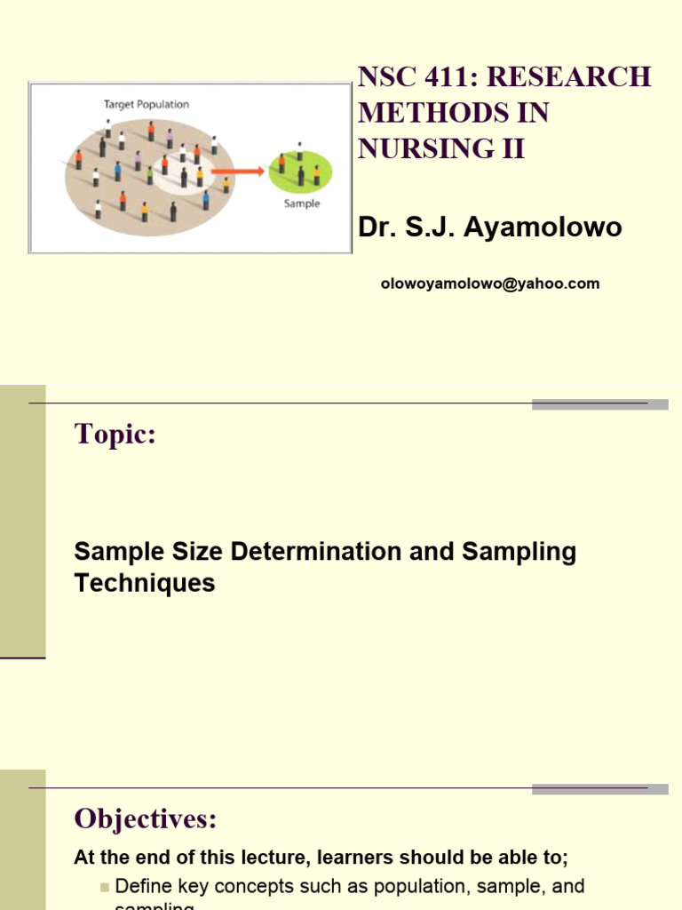 Ayamolowo - Sample Size Determination and Sampling Technique | PDF | Sampling (Statistics ...