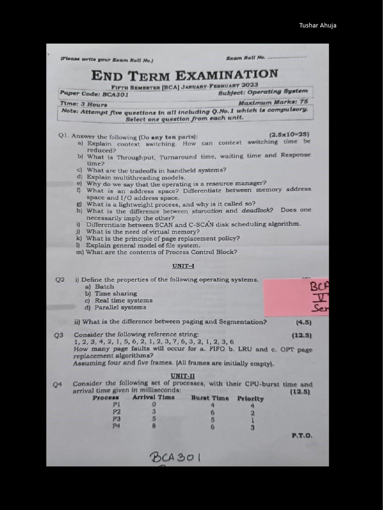 OS 2023 | PDF | Computer Access Control | Process (Computing)